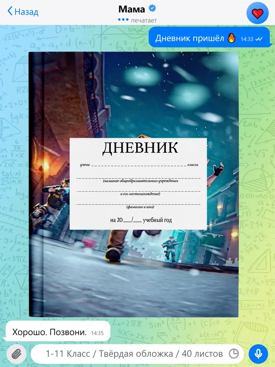 Школьный дневник с принтом Роблокс