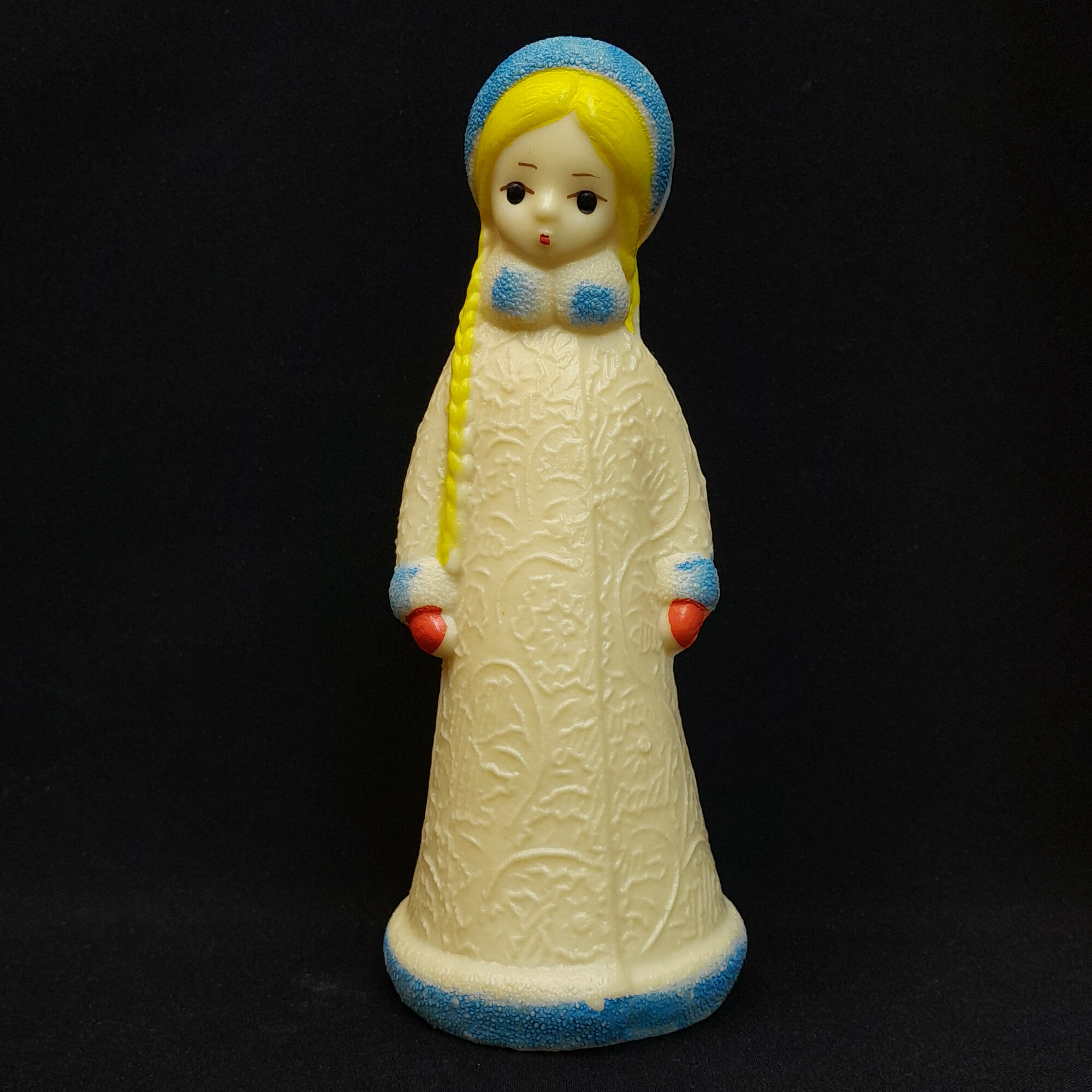 Кукла новогодняя винтажная, СССР. Пластмассовая фигурка снегурочки.