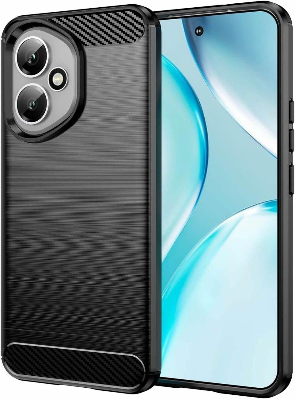 Чехол на HONOR 400 силиконовый карбон сталь чёрный противоударный
