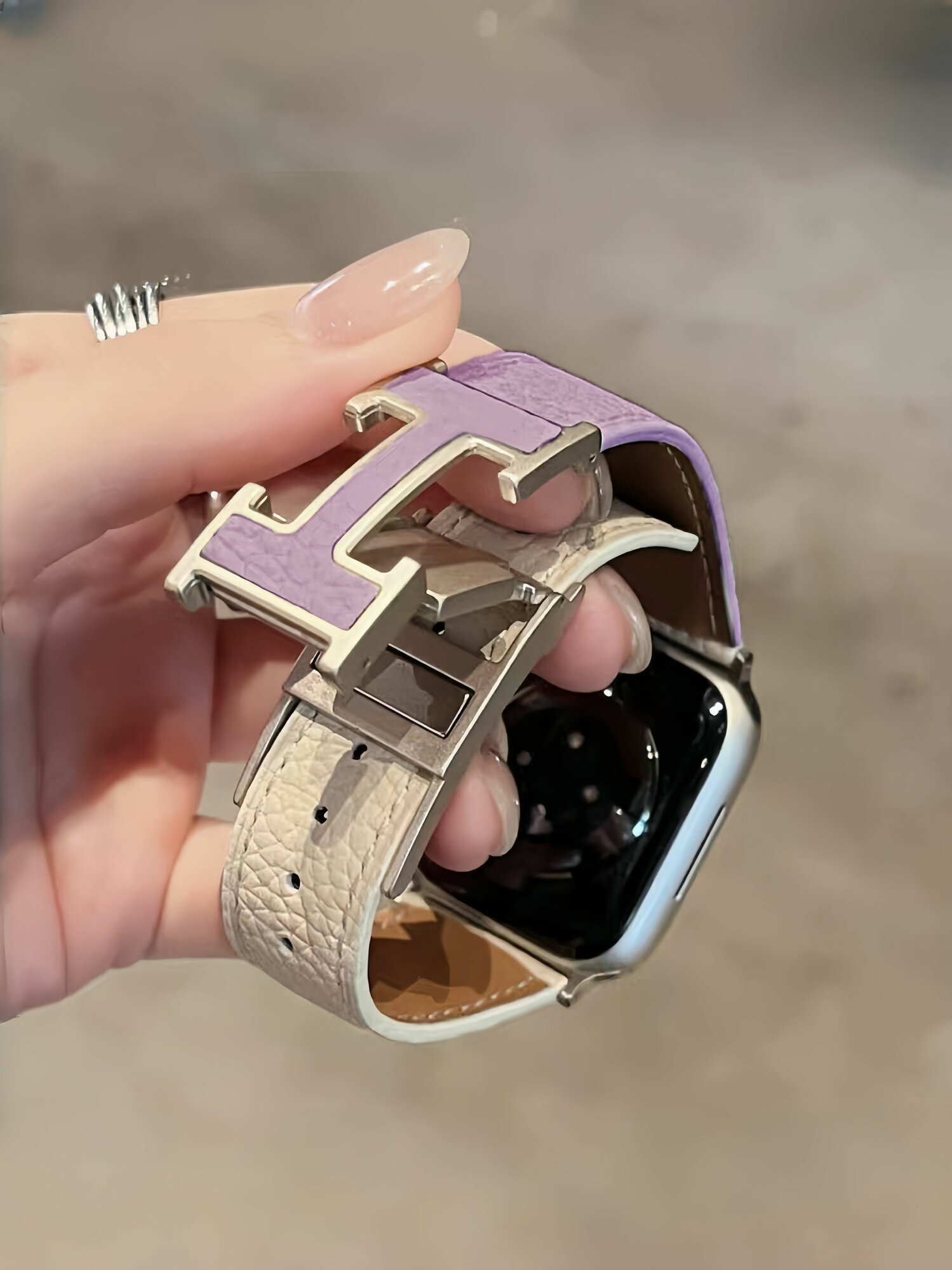 Кожаный ремешок для Apple Watch Series 10 46 мм/Series 1-9 , SE , Ultra и Ultra 2 42 мм , 44 мм , 45 мм , 49 мм, Hermes