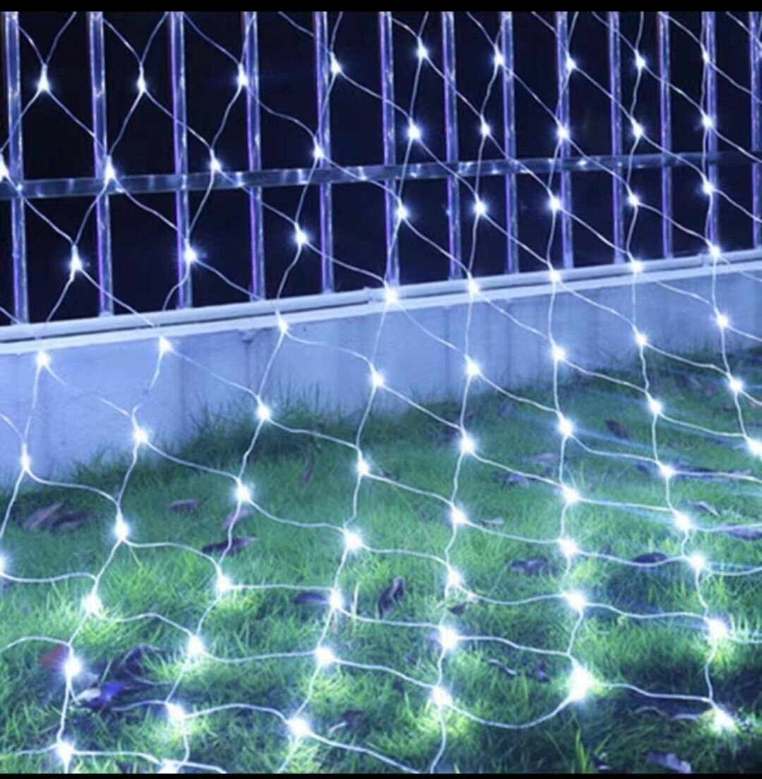Электрогирлянда уличная Сетка Светодиодная, Люминесцентная (энергосберегающая), 3 м, питание Солнечная батарея, 1 шт