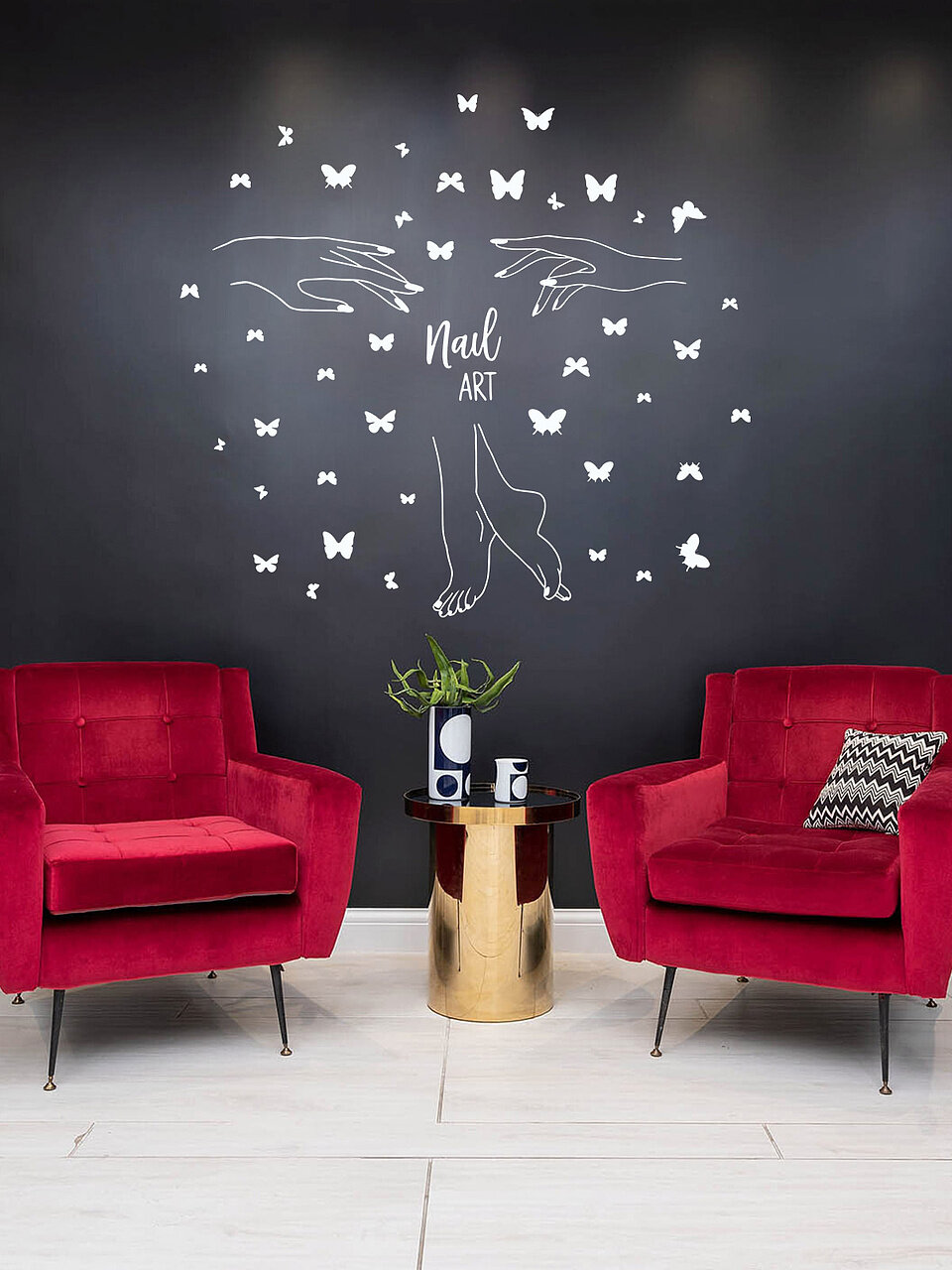 Наклейки интерьерные VEROL "Маникюр" белые, наклейки на стену салона красоты, декоративные наклейки для интерьера