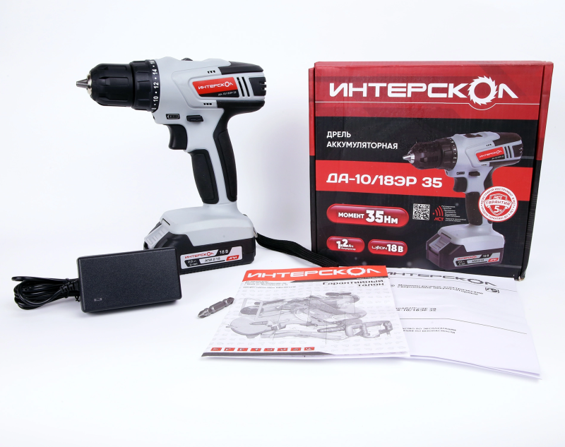 Шуруповерт аккумуляторный ИНТЕРСКОЛ ДА-10/18ЭР 35 промо