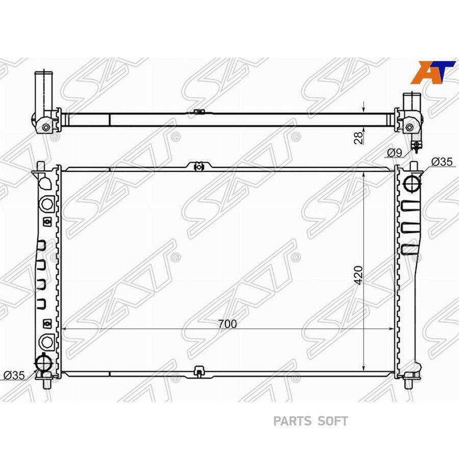 Радиатор Kia Carnival 02-06 от официального дистрибьютора, SAT, артикул KI000825