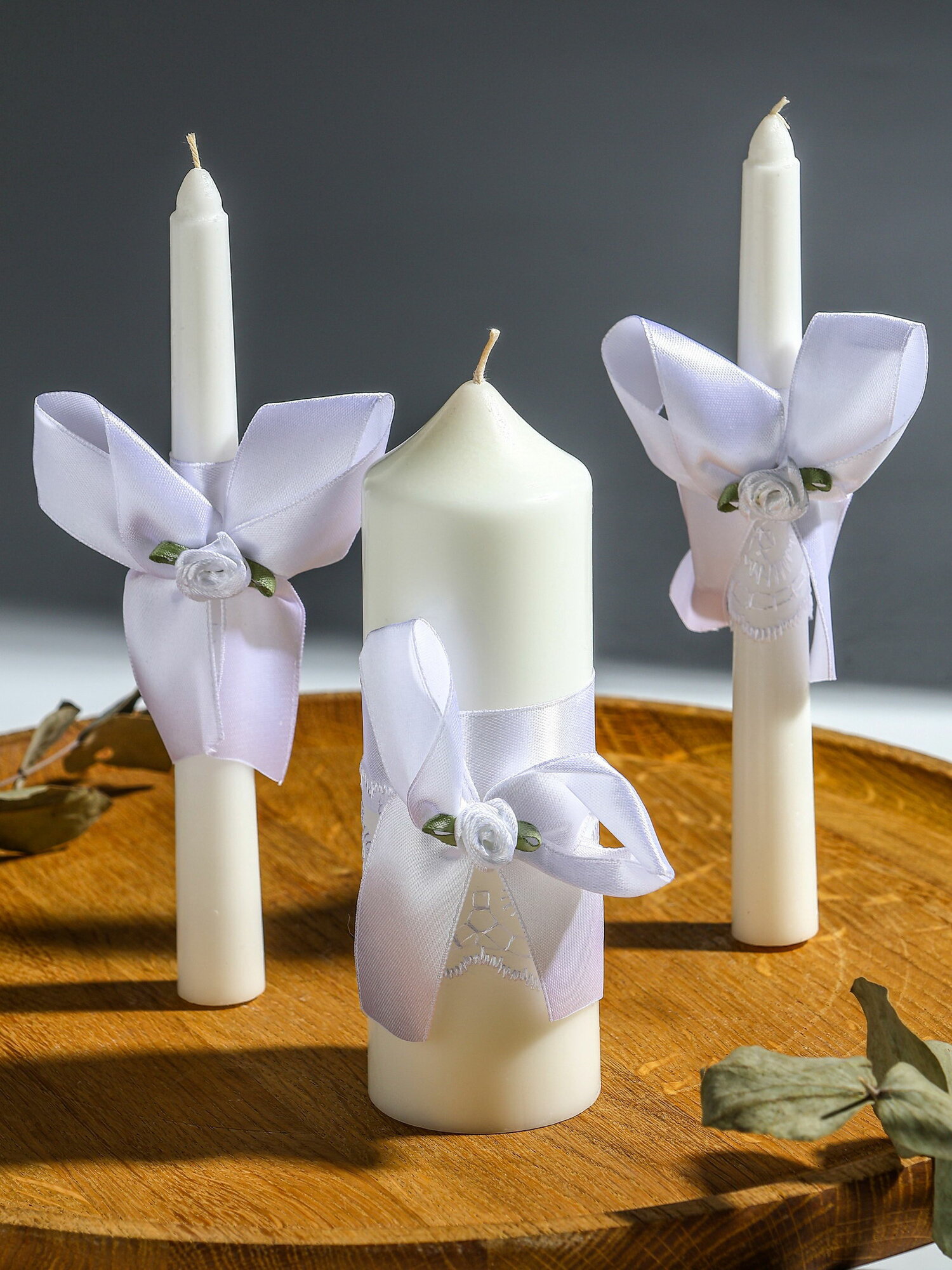 Свечи свадебные "Пышный" набор 3 шт, назначение свечи: домашний очаг