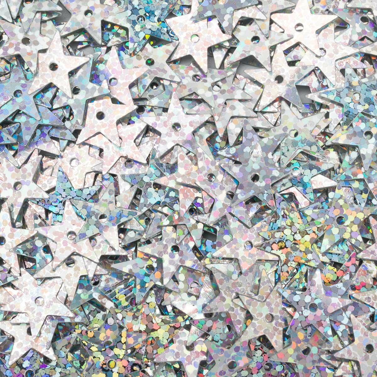 Пайетки для рукоделия пришивные 'Звездочки', 13 мм, 10 г*10 упак, Astra&Craft (50112 серебро, голограмма)