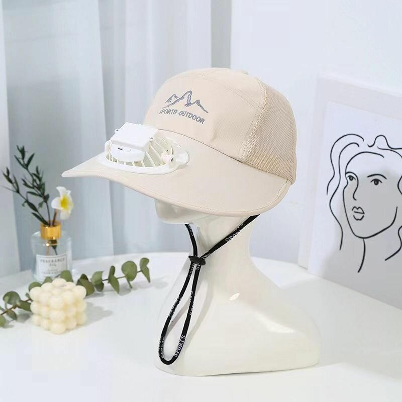 Регулируемая бейсболка с вентилятором - сетка для воздухопроницаемости, литиевая батарея 1200 мАч