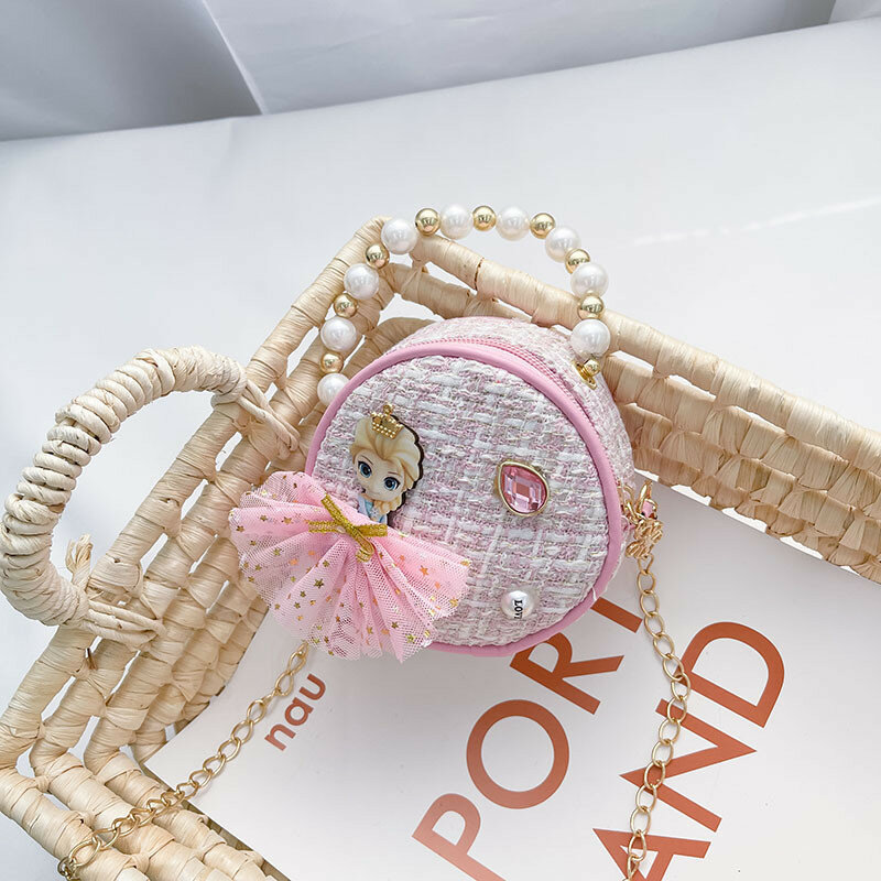 Детская сумка через плечо хлопок лен рисунок животные с дышащим дизайном для дошкольников розовая принцесса