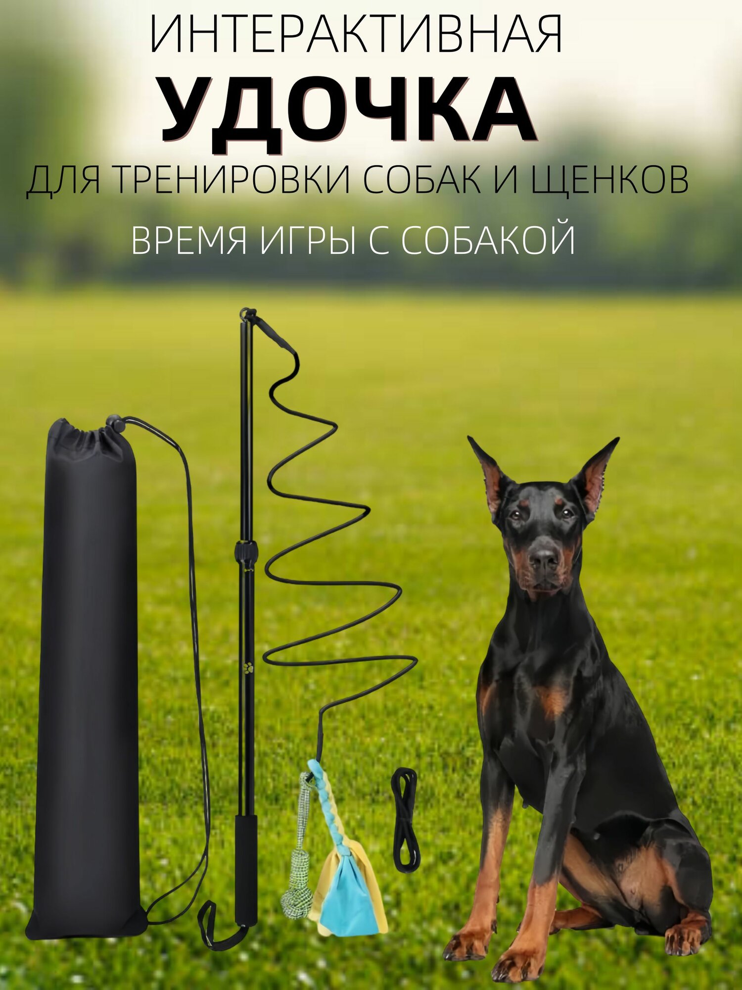 Интерактивная удочка для собак, удочка для игры и тренировок щенков и взрослых собак