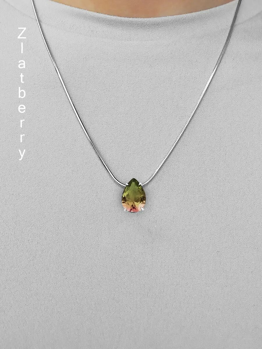 Подвеска, серебро, 925 проба, султанит синтетический