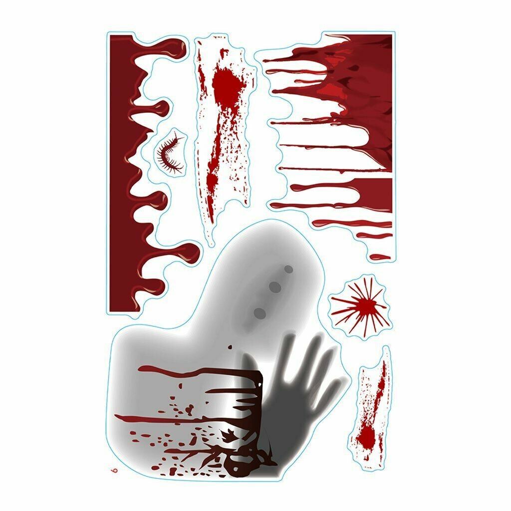 Электростатические наклейки на Хэллоуин с отпечатками черепов на окровавленных руках и ногах-Тип 10