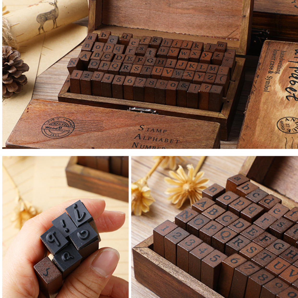 Набор из 70 деревянных резиновых штампов с алфавитом, заглавные и строчные буквы и цифры в стиле ретро для рукоделия и скрапбукинга