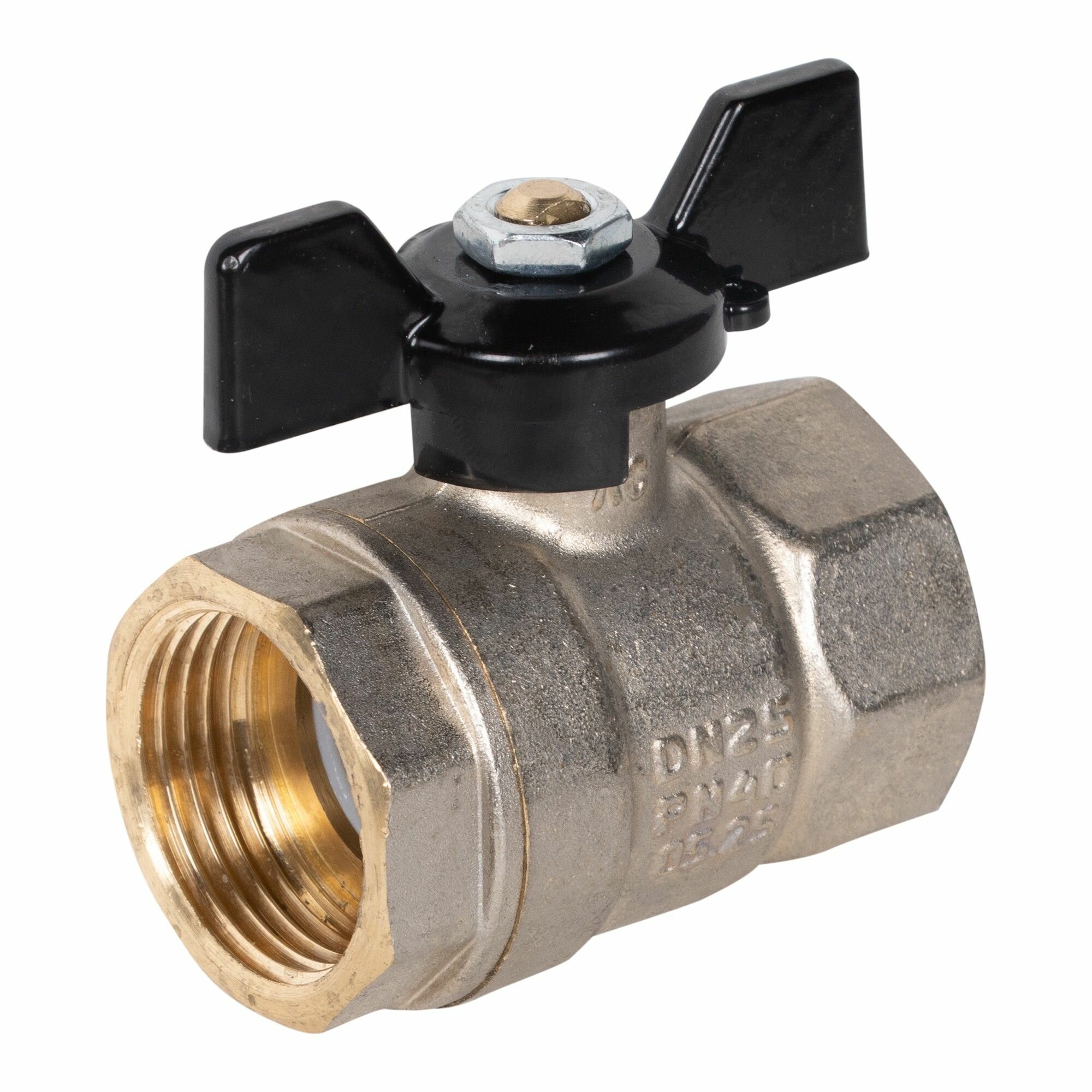 Кран шаровой латунный LD Pride 47.25. B-B. Б Ду 25 Ру 40 вн-вн, (бабочка)