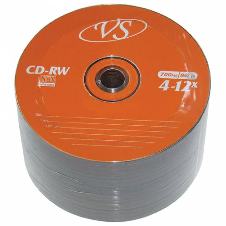 Диск CD-RW VS 700 Mb 4-12x Bulk (термоусадка без шпиля), комплект 50 шт, VSCDRWB5001