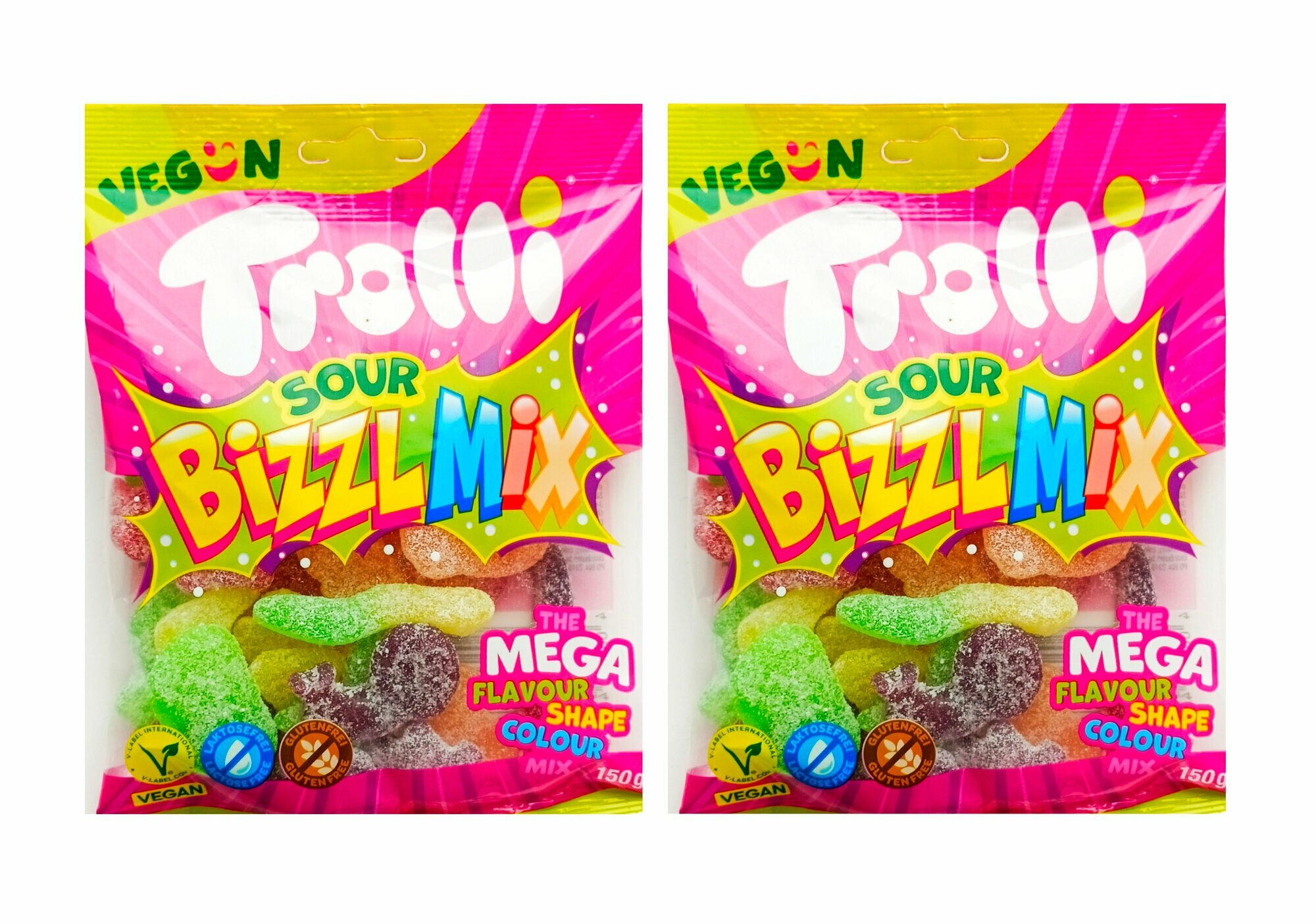 Мармелад Жевательный TROLLI Bizzl Mix / Тролли Кислый Микс, 2 шт. по 150 гр. (Германия)