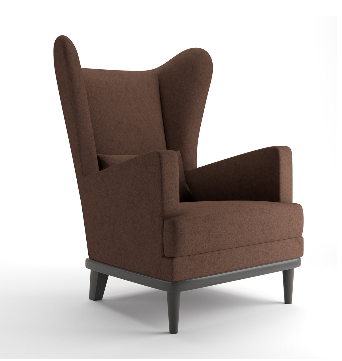 Кресло для отдыха Оскар, каминное, с подлокотниками, велюр Galaxy Choco 08