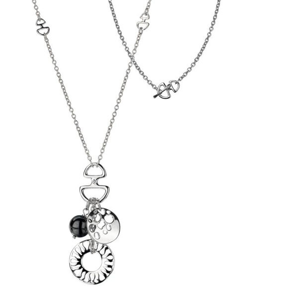 Колье, серебро, 925 проба, родирование, гематит, бриллиант