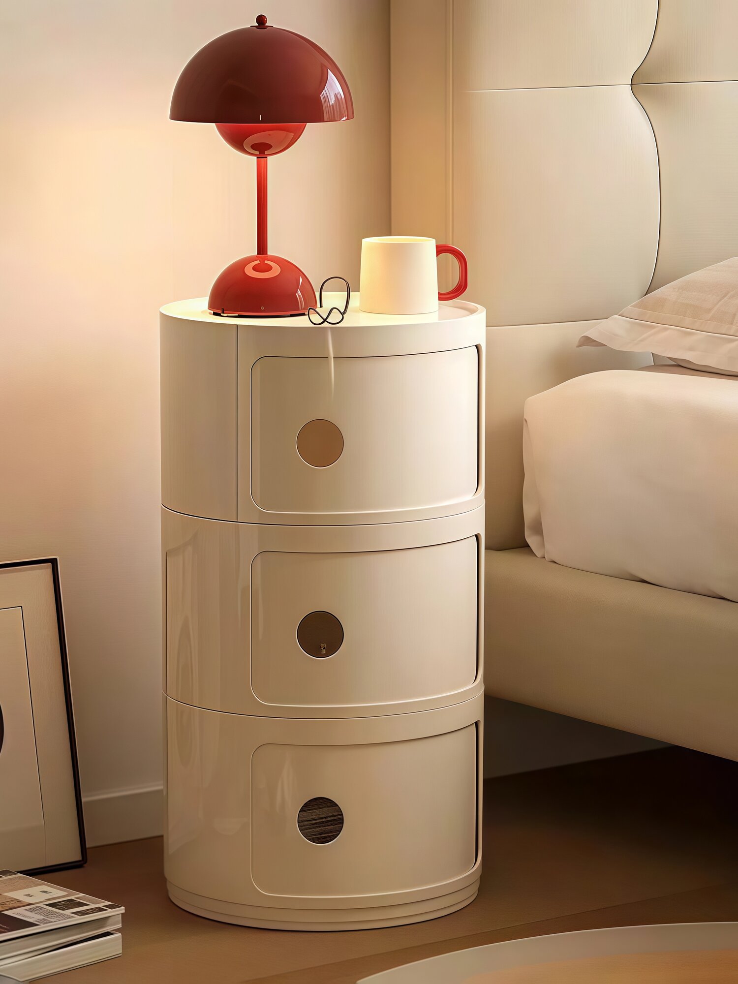 Тумба В Скандинавском Стиле, Материал, Цилиндрическая, С Раздвижными Дверцами, Штабелируемая, Тройной