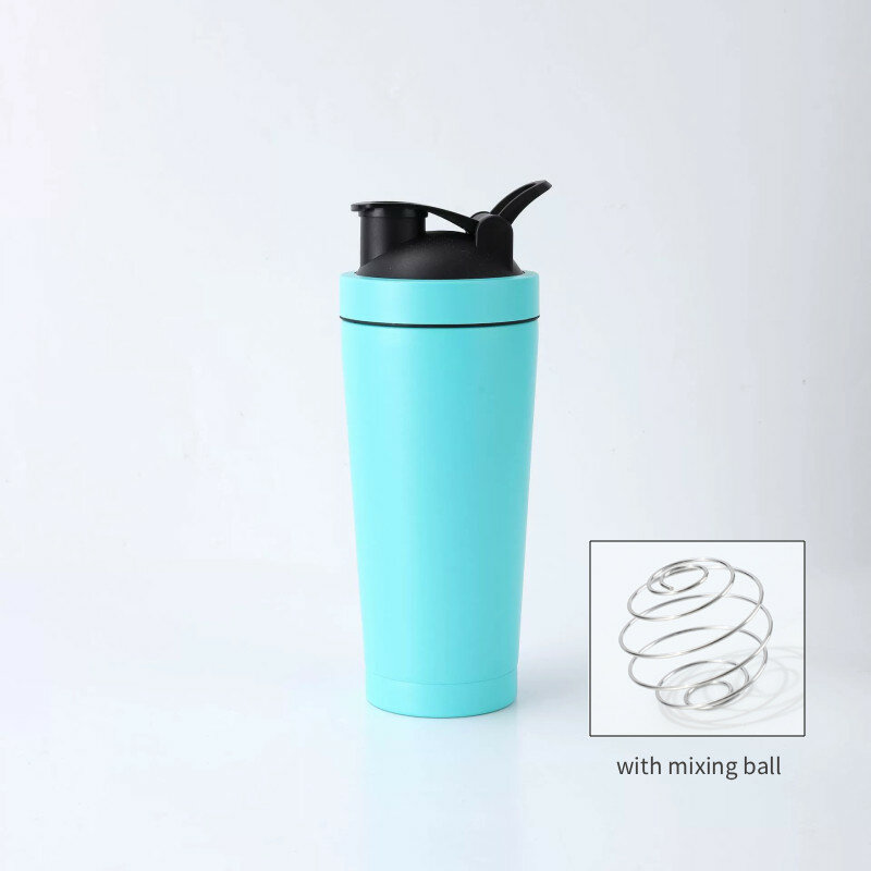 Многоразовая бутылка для шейка из нержавеющей стали с мешалкой для активного использования светло-синий 500 мл