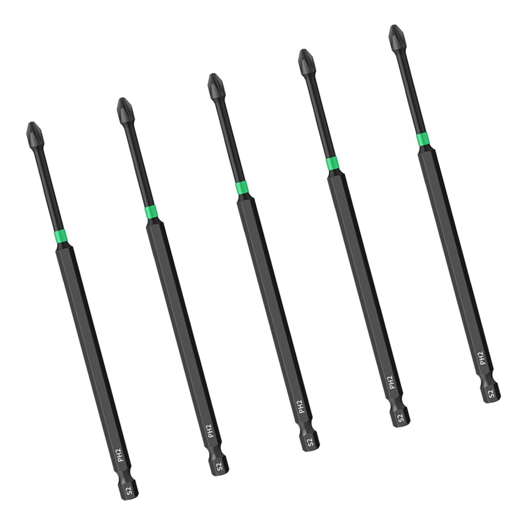 5 шт. магнитных ударопрочных бит для отвертки с усиленной крестообразной головкой PH2 высокой твердости 25/50/65/70/90/150 мм водонепроницаемые биты