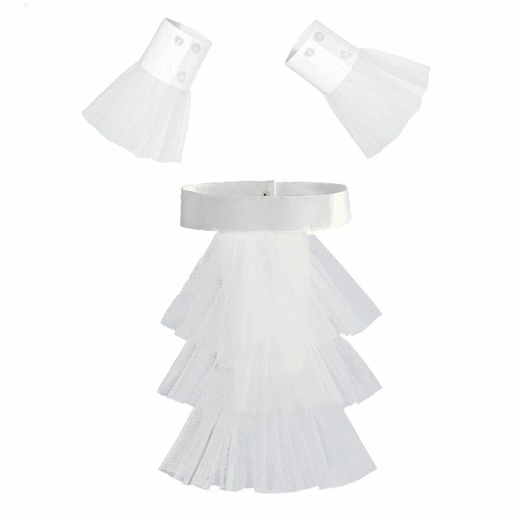 Рюшный жабо с манжетами, - Стиль сетки