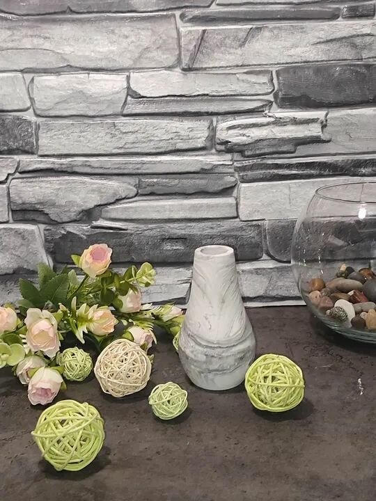 Вазочка F "Серый мрамор", декоративная, полимерная глина, высота 13 см