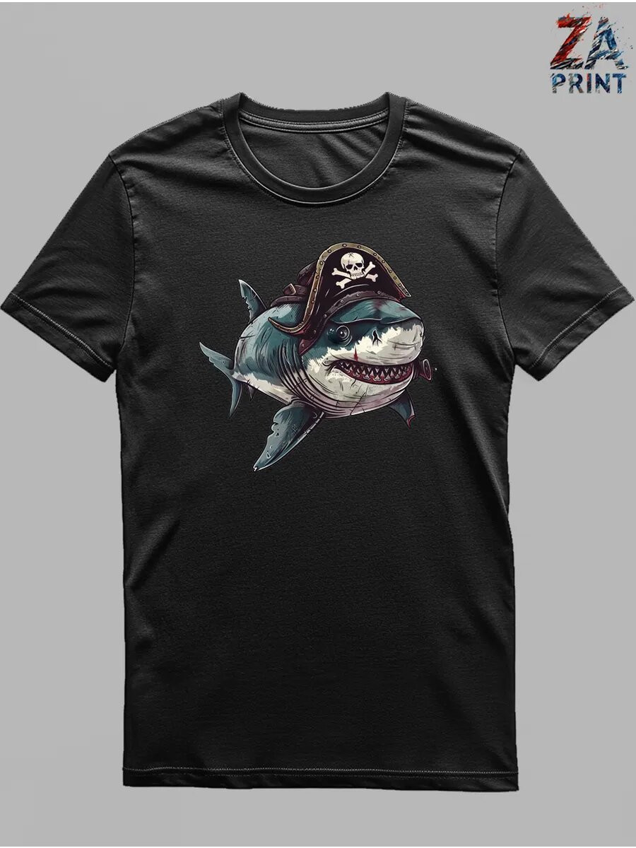 Футболка акула пират