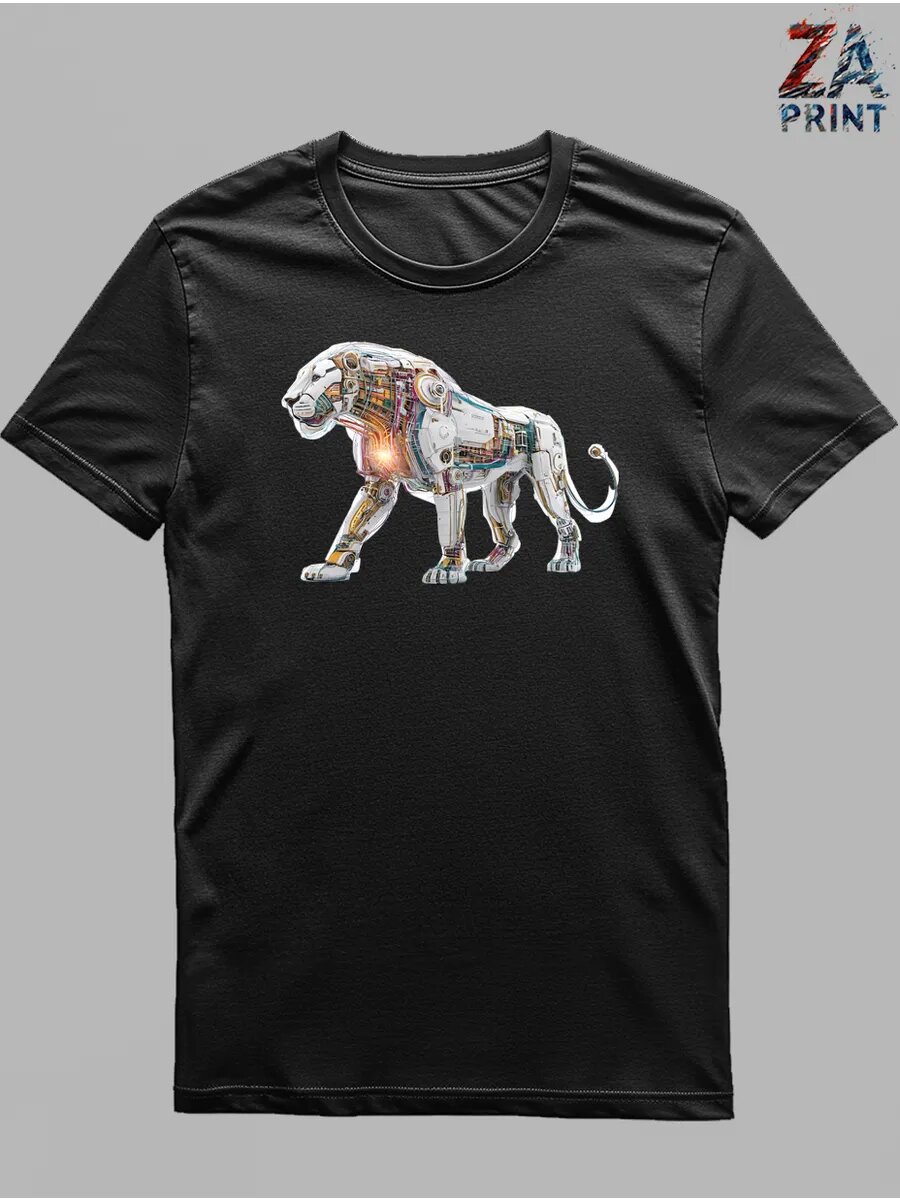 Футболка киберпанк лев