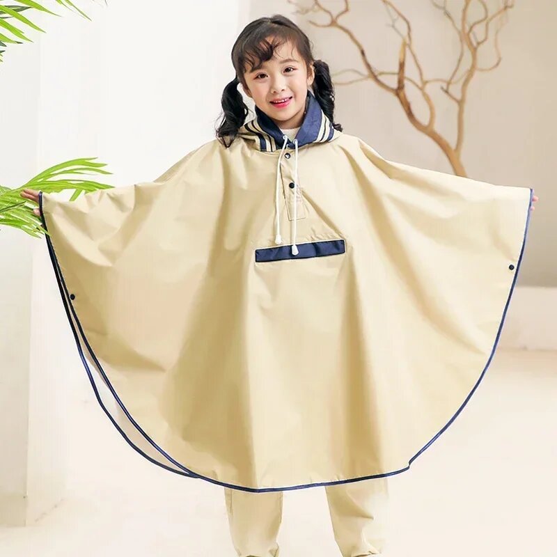 Непромокаемый дождевик для детей и родителей, пончо с капюшоном для мальчиков и девочек, дождевик, дождевик с пространством для школьных сумок, L, Унисекс