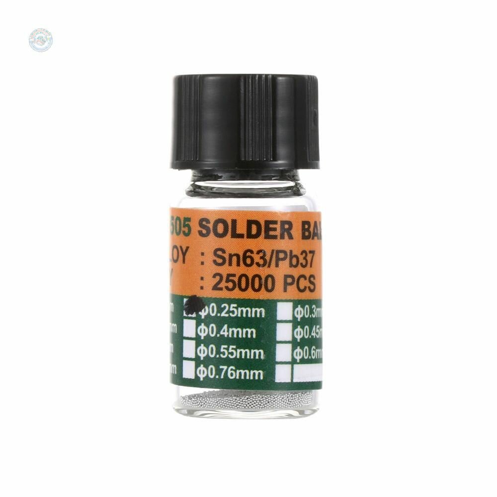 Набор оловянных шариков для реболлинга BGA, 25 000 шт, 10 диаметров от 0,25 до 0,65 мм, сплав Sn63/Pb37, низкотемпературная пайка, ремонт материнских плат и чипов