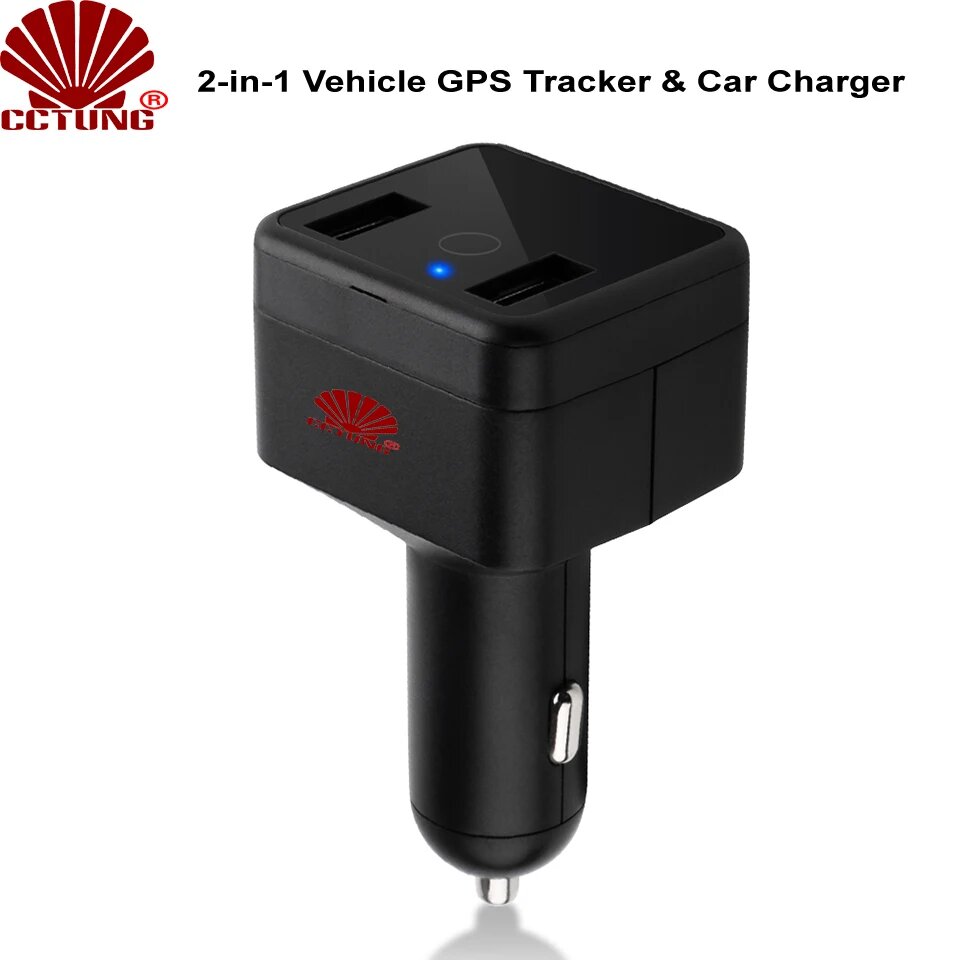 2-в-1 мини GPS-трекер для автомобиля и автомобильное зарядное устройство со скрытой кнопкой экстренного вызова и прослушивания музыки ACC и 2 USB-порта зарядного устройства бесплатное приложение, Lifetime Platform