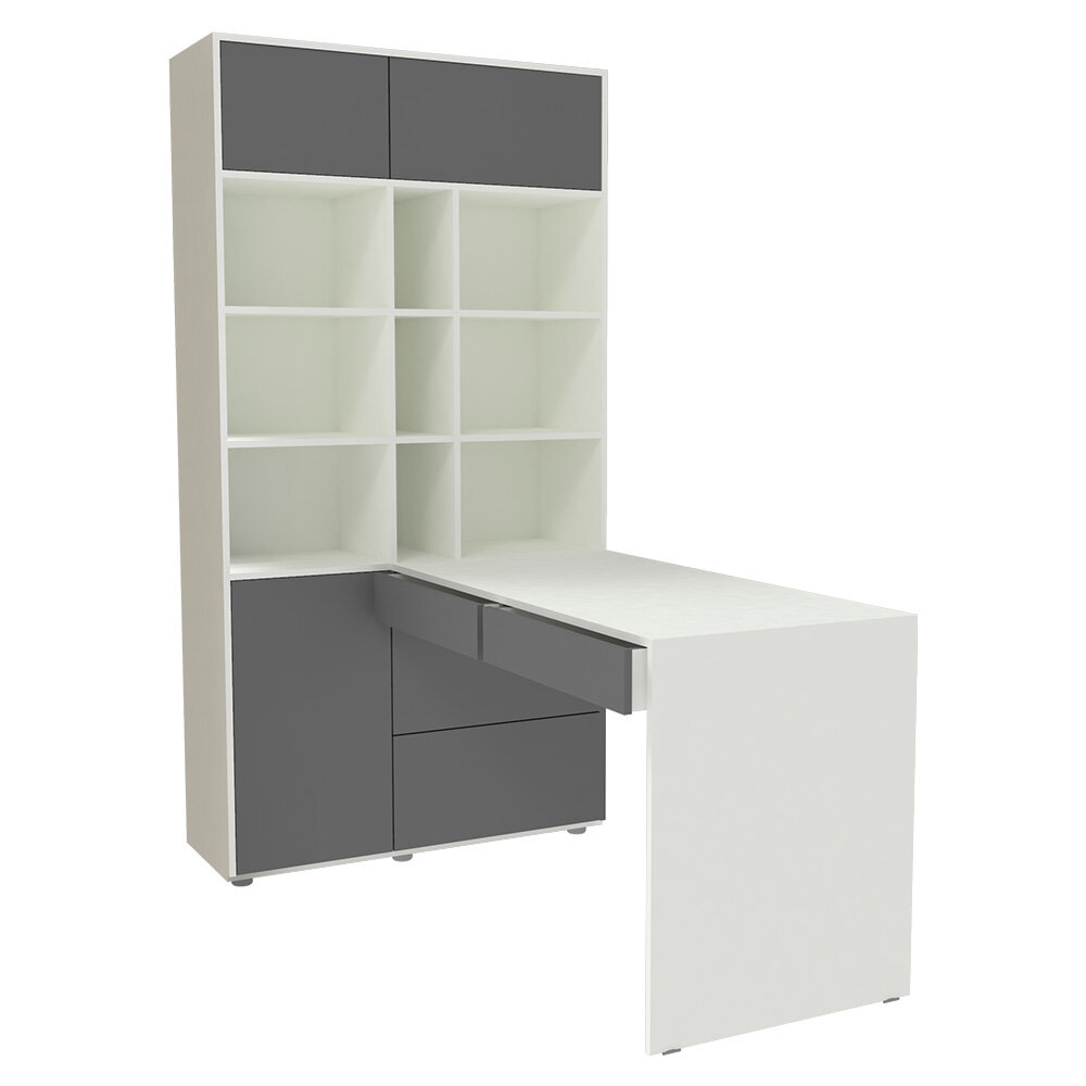 Стол письменный со стеллажом 1000 Белый Темно-серый