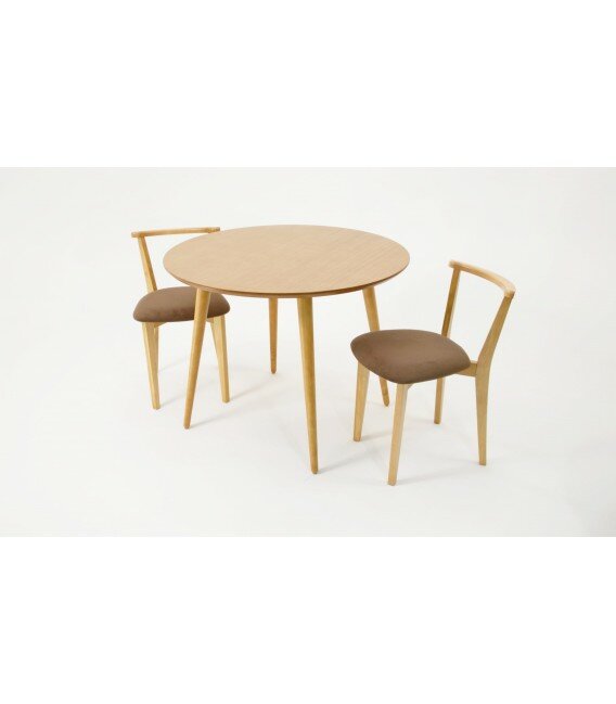 Стол Монте К 90 натур со стульями натур велюр коричневый