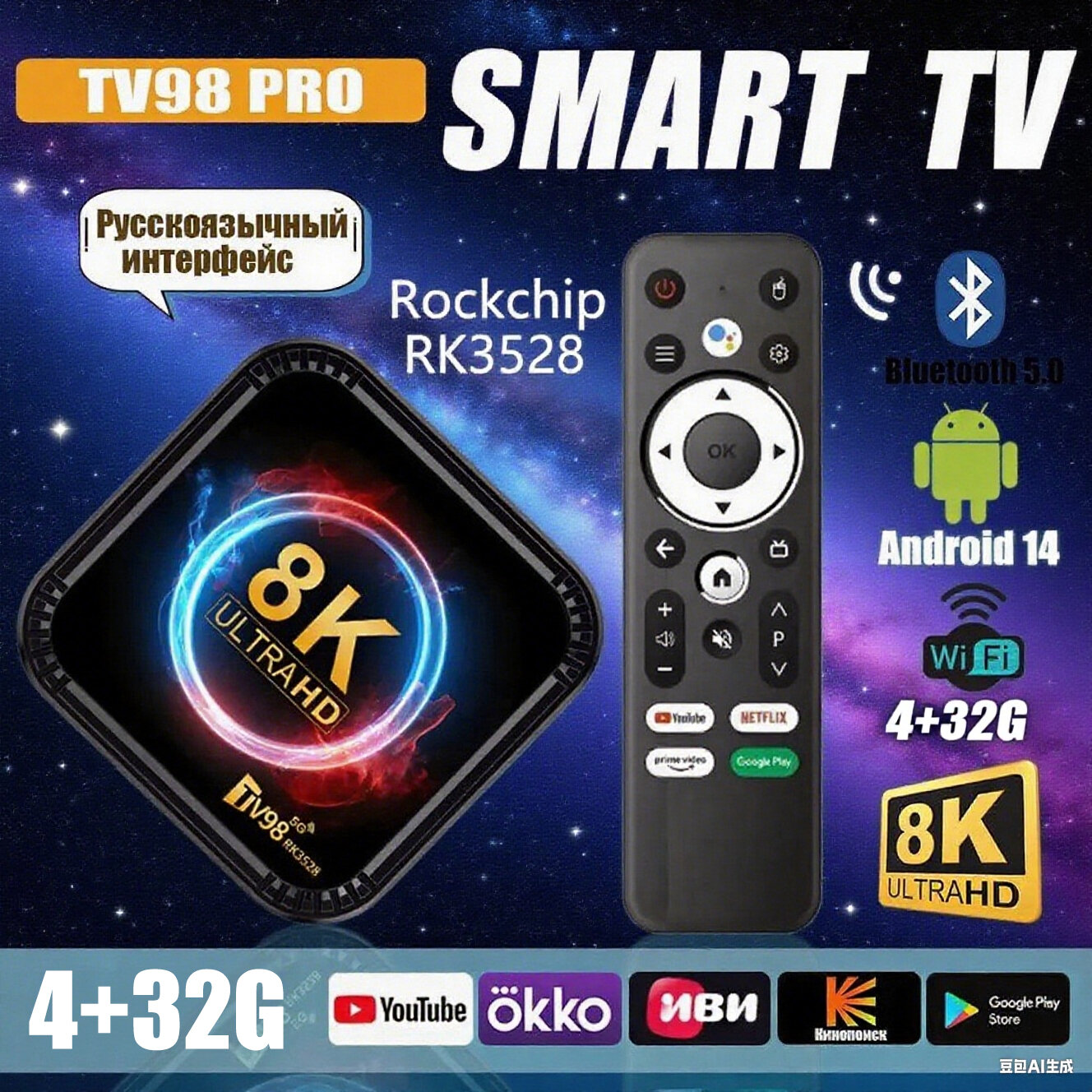 Медиаплеер Android, 4 ГБ/32 ГБ, Bluetooth, Wi-Fi, черный матовый, серый металлик