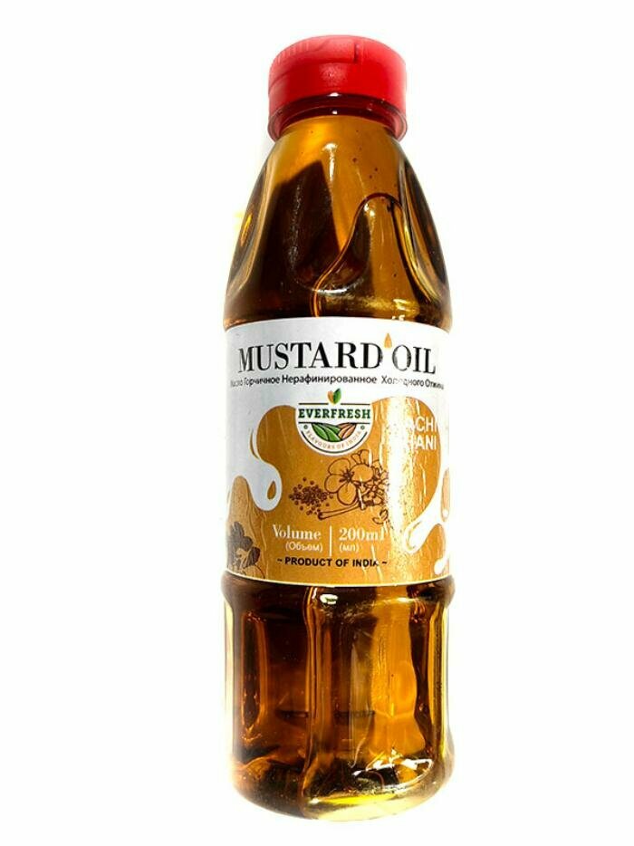 MUSTARD OIL, Everfresh (Масло горчичное нерафинированное холодного отжима, Эверфреш), 200 мл.