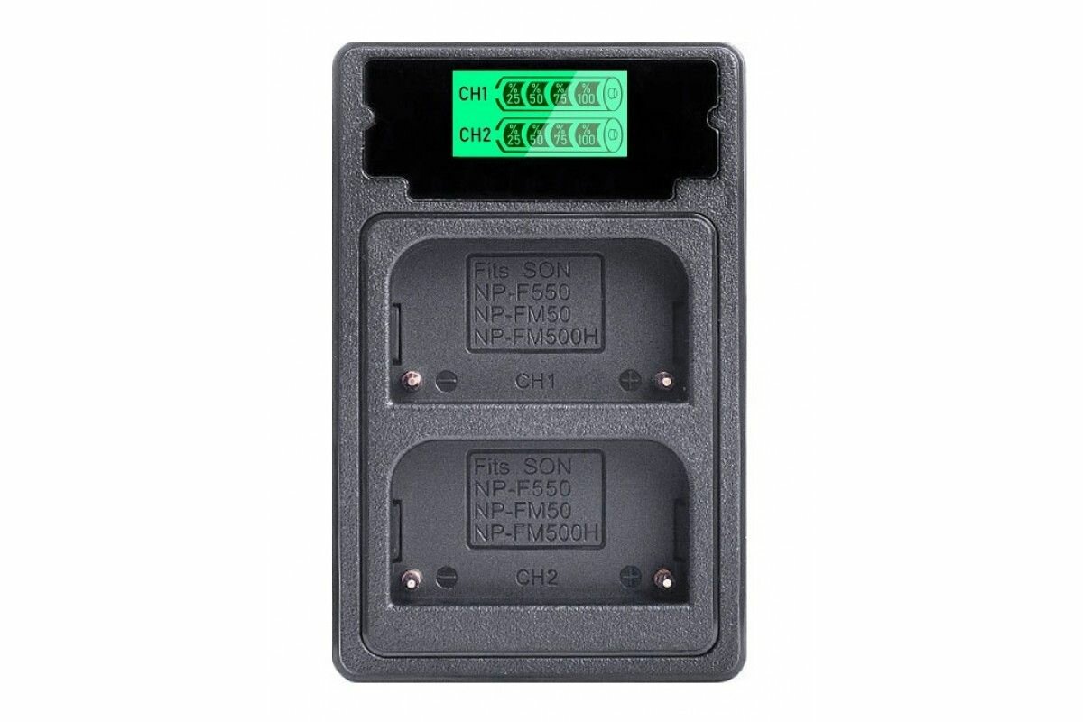 Двойное зарядное устройство USB-LCD-NPFM500/FM50/F570 Micro и Type-С USB Dual charger с дисплеем