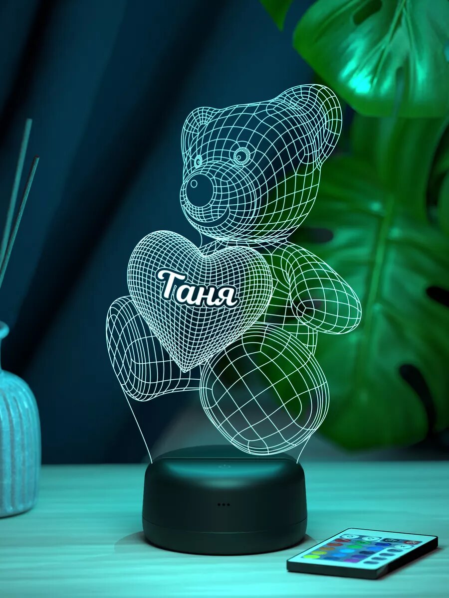 Ночник "Именной мишка Таня" - подарок девочке