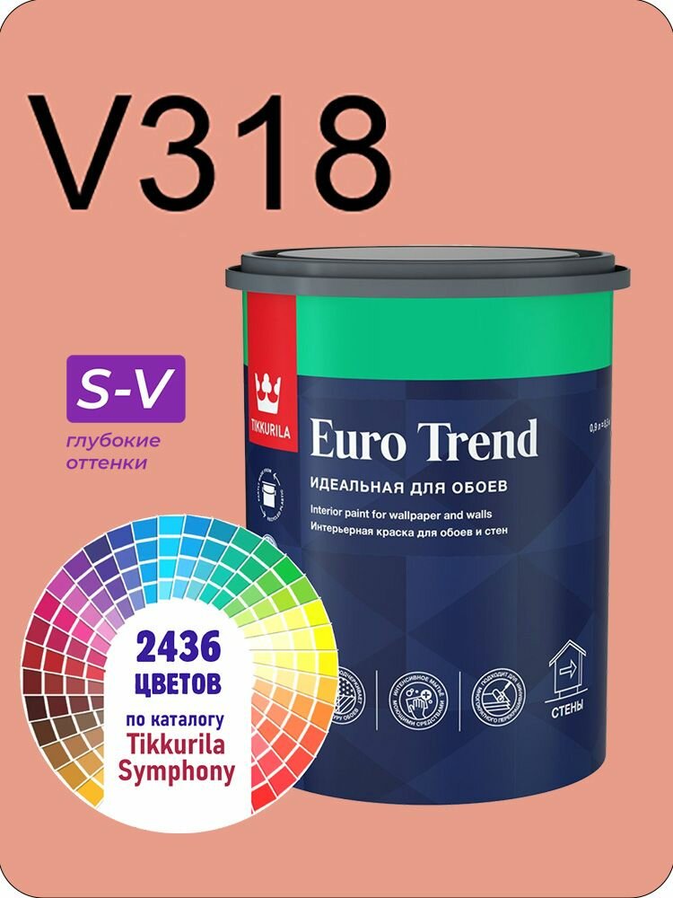 Краска для обоев Tikkurila Euro Trend 0,9л. глубокие оттенки V318