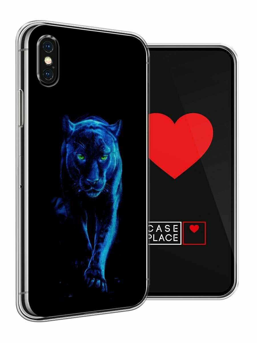 Чехол на Apple iPhone XS Max / Айфон XS Max с принтом "Пантера в лунном свете" — фото 1