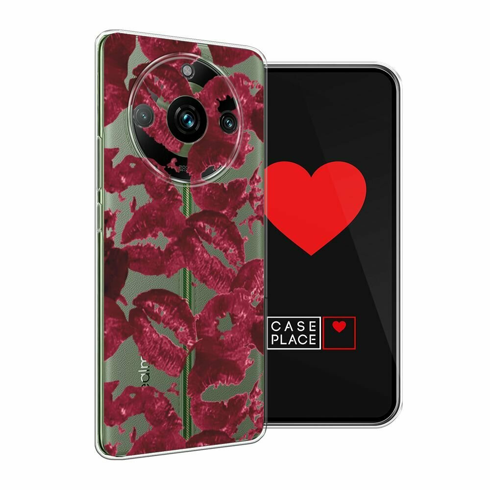 Чехол на Realme 11 Pro / Реалми 11 Про с принтом "Помада паттерн 2", прозрачный — фото 1