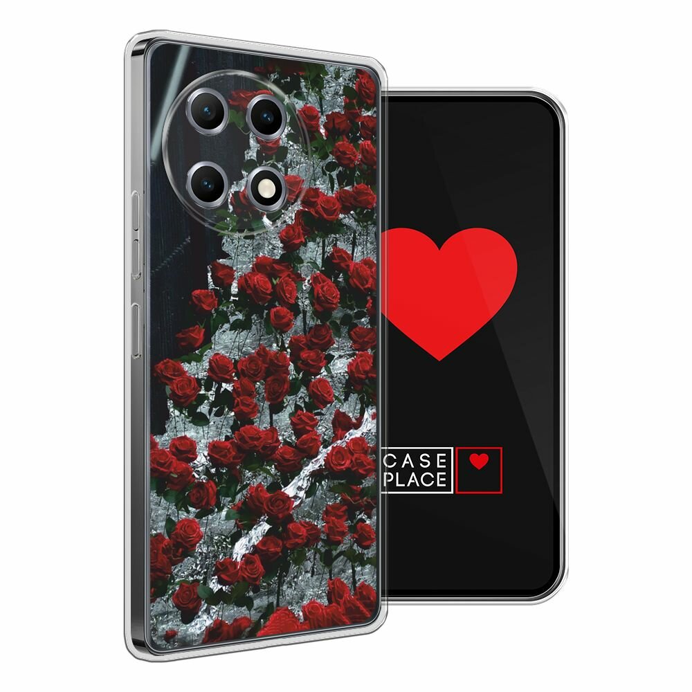 Чехол на Tecno Camon 30S / Текно Камон 30S с принтом Цветущие алые розы — фото 1