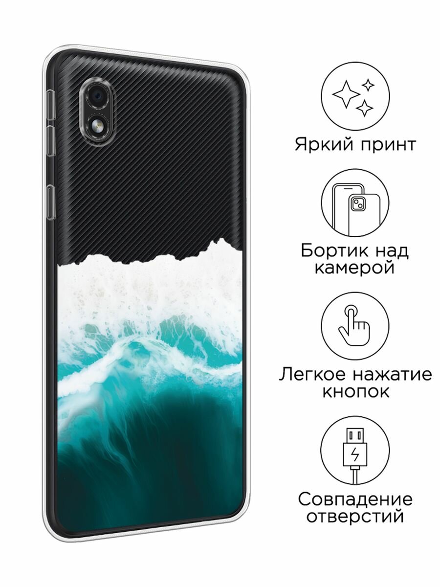 Чехол на Samsung Galaxy A01 Core / Самсунг Галакси А01 Core с принтом "Большая волна", прозрачный — фото 1