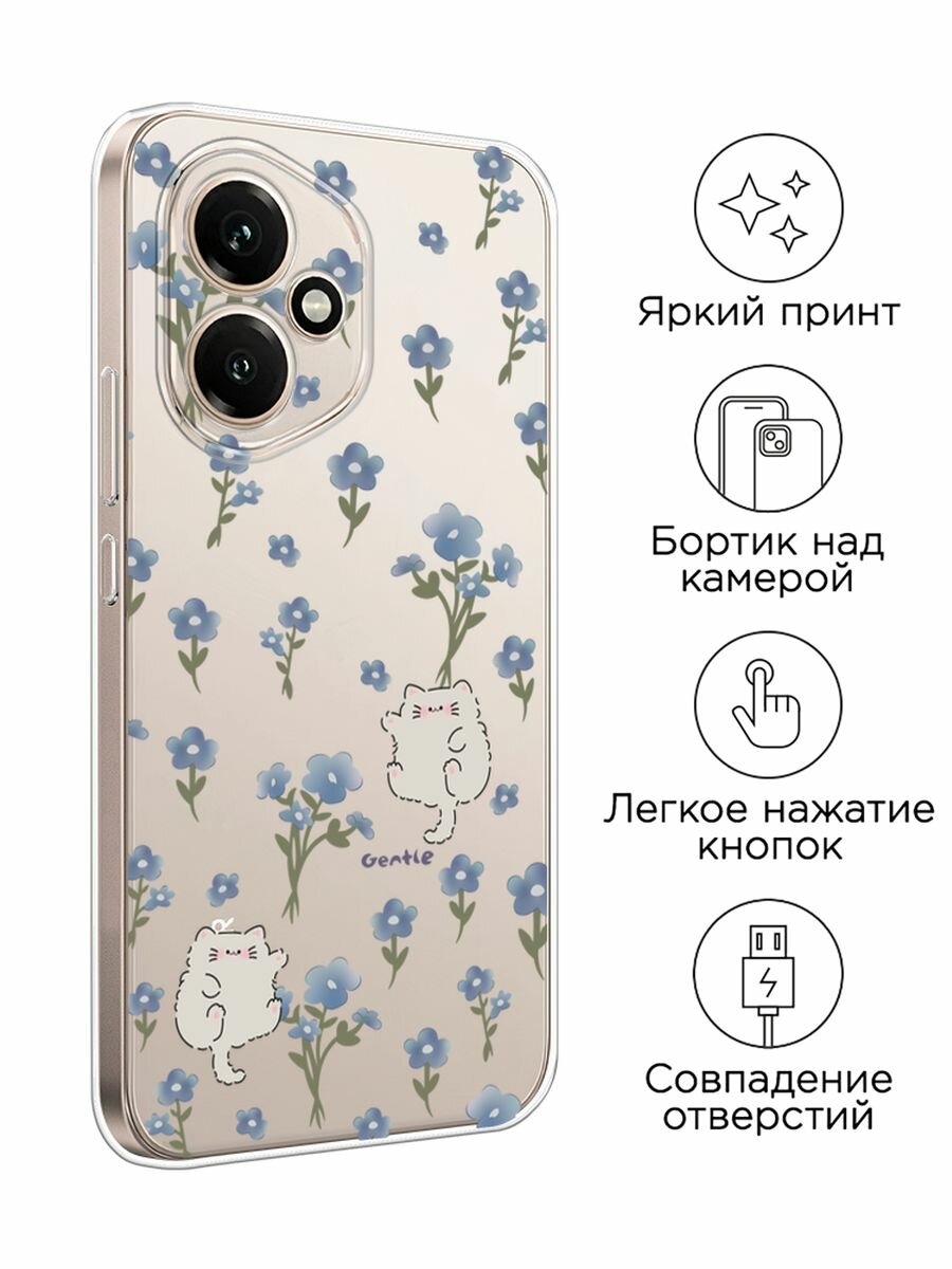 Чехол на Honor 400 / Хонор 400 с принтом "Gentle cats", прозрачный — фото 1
