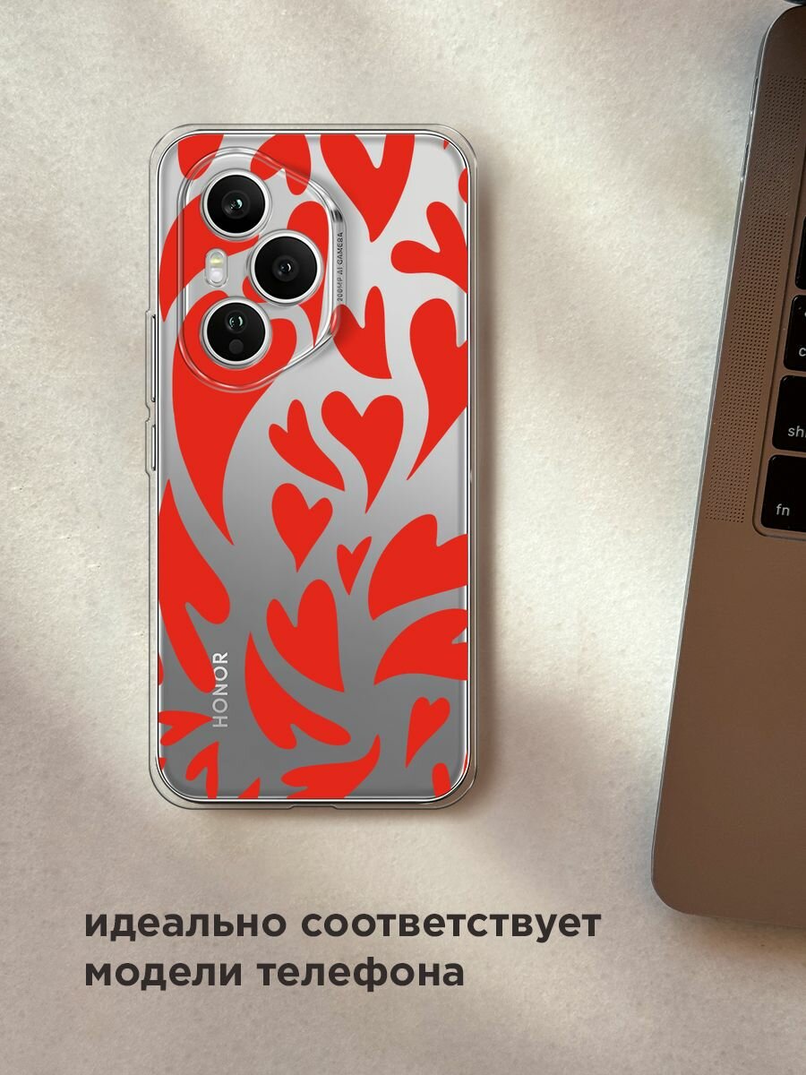 Чехол на Honor 400 Pro / Хонор 400 Про с принтом "Crazy hearts 2 - 14 февраля", прозрачный — фото 1