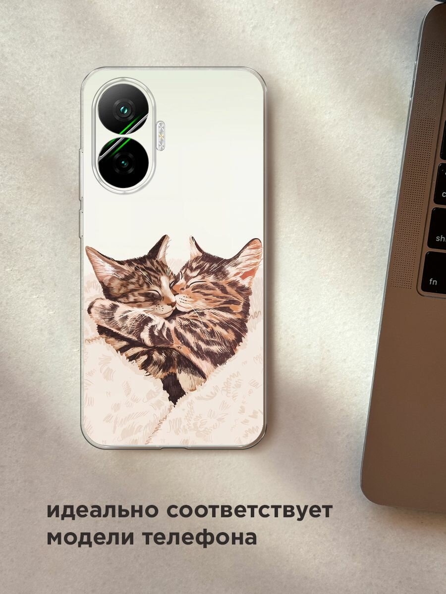 Чехол на Poco F7 / Поко F7 с принтом "Влюбленные котейки - 14 февраля" — фото 1