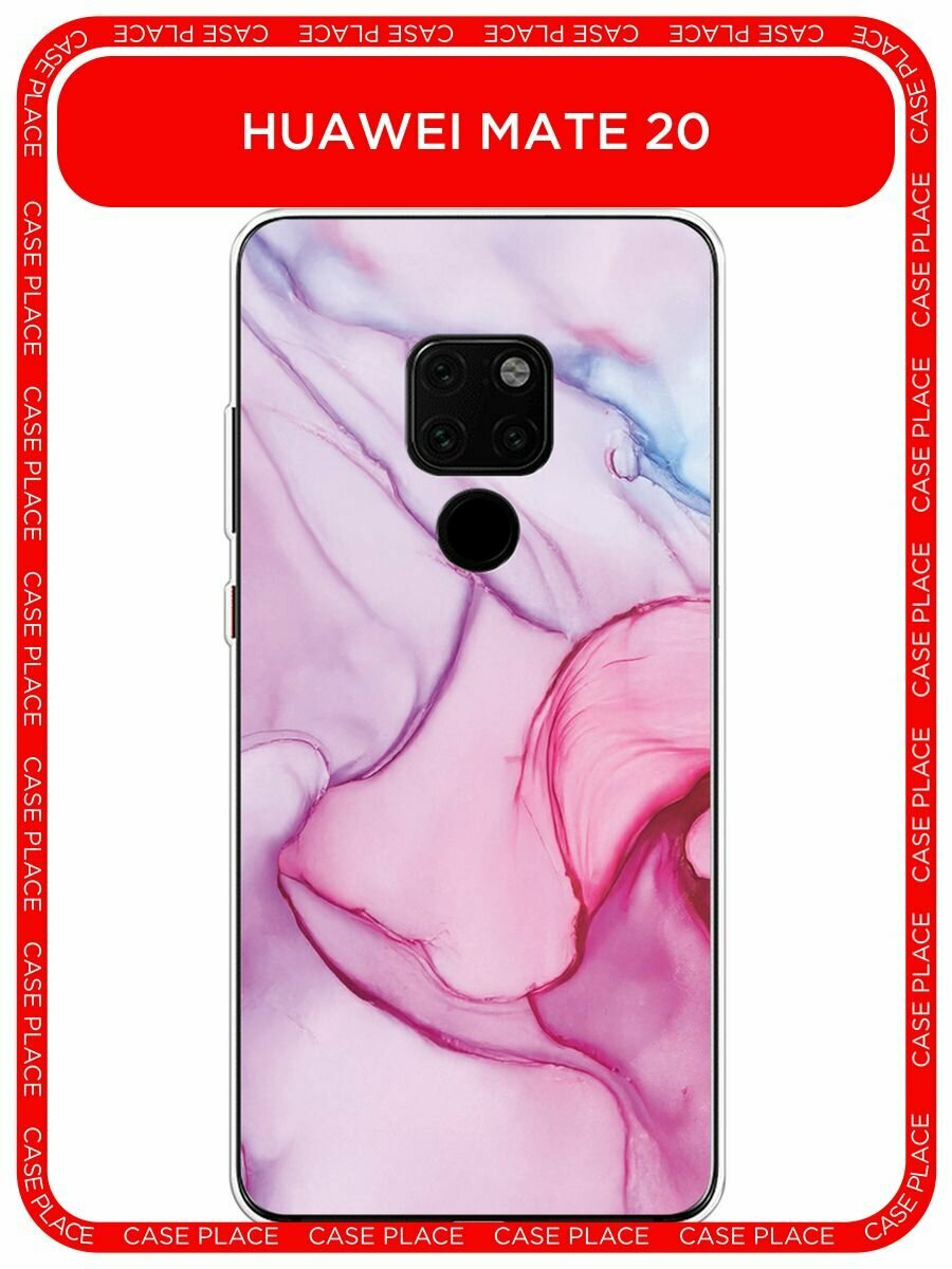 Чехол на Huawei Mate 20 / Хуавей Мате 20 с принтом "Розовые мраморные разводы"