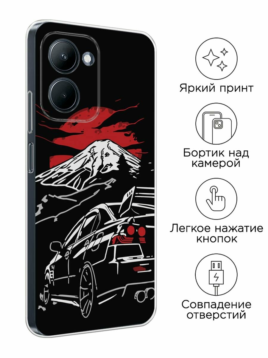 Чехол на Realme C33 / Реалми С33 с принтом "Машина в горах JDM" — фото 1