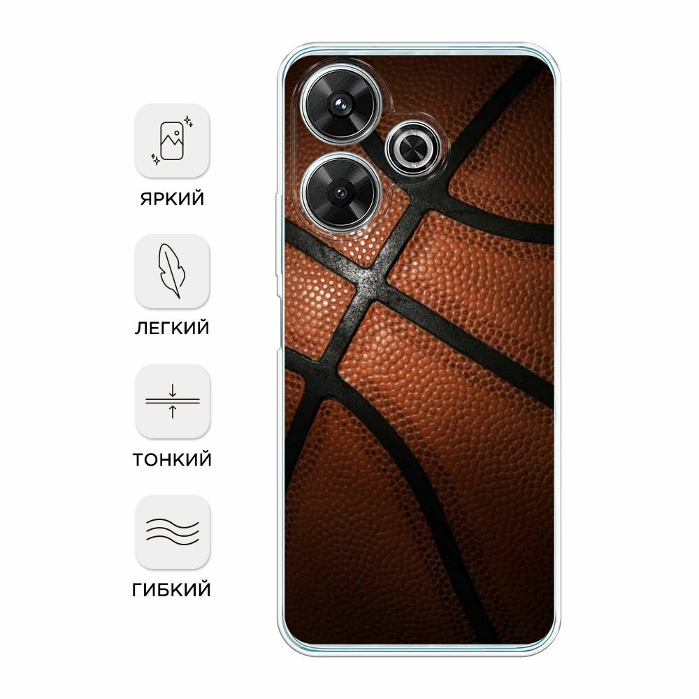 Чехол на Xiaomi Redmi Note 13R/Redmi 13/Poco M6 4G/M6 Plus / Сяоми Редми Ноут 13R с принтом "Баскетбольный мяч" — фото 1