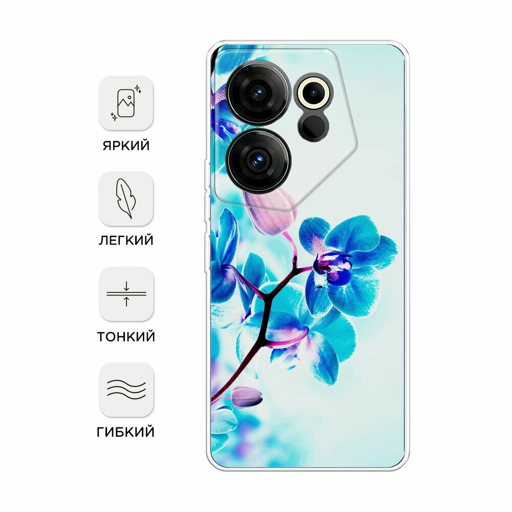 Чехол на Tecno Camon 20 Premier / Текно Камон 20 Премьер с принтом "Голубая орхидея" — фото 1