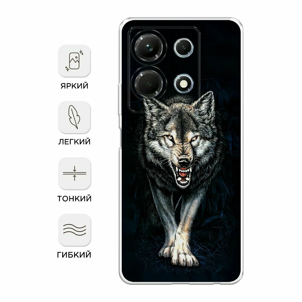 Чехол на Infinix Note 30 4G / Инфиникс Нот 30 4G с принтом "Злобный волк из ночи" — фото 1